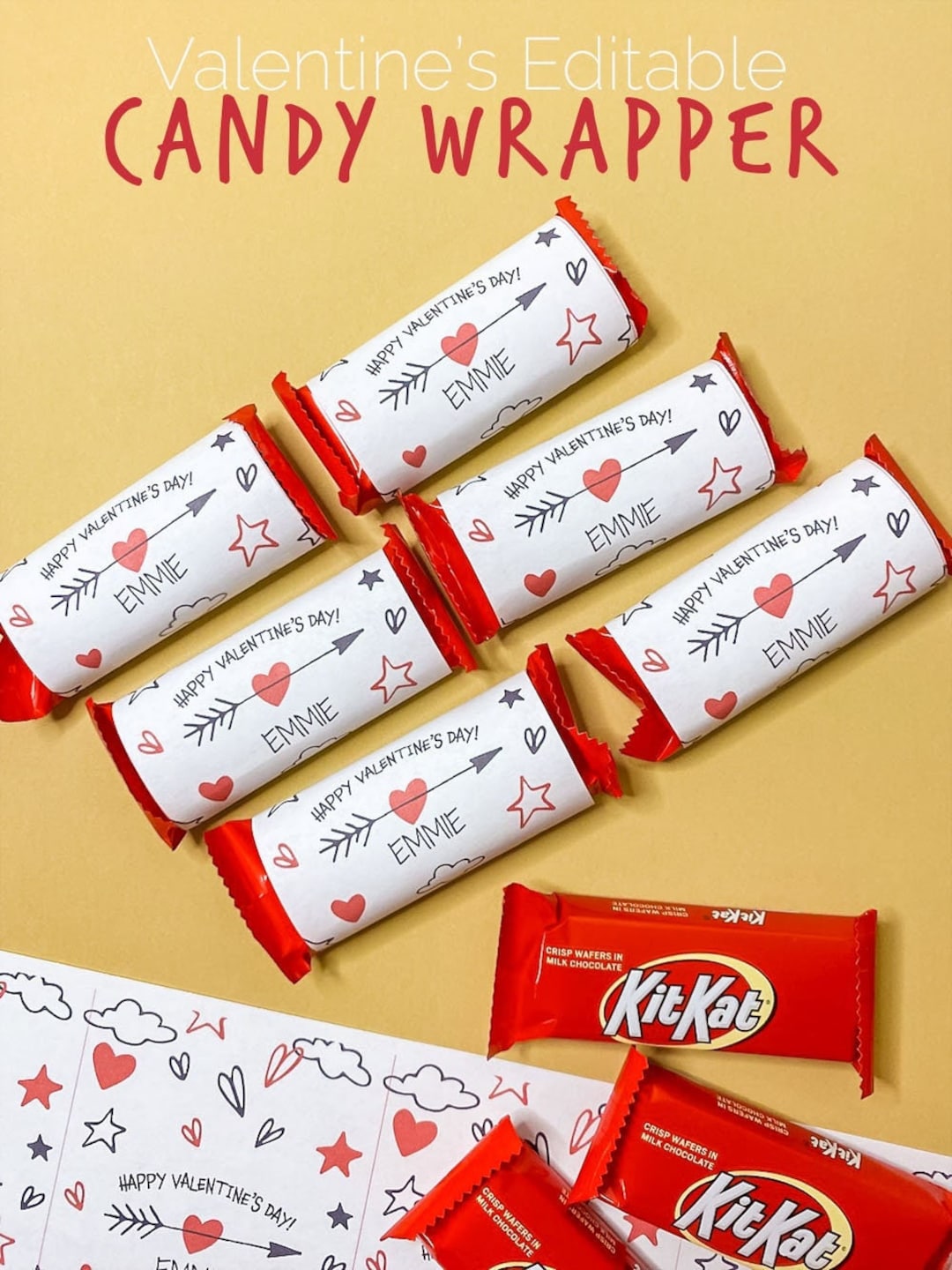 Printable Valentine Day Wrapper, Printable Valentine Day Card, Candy ...