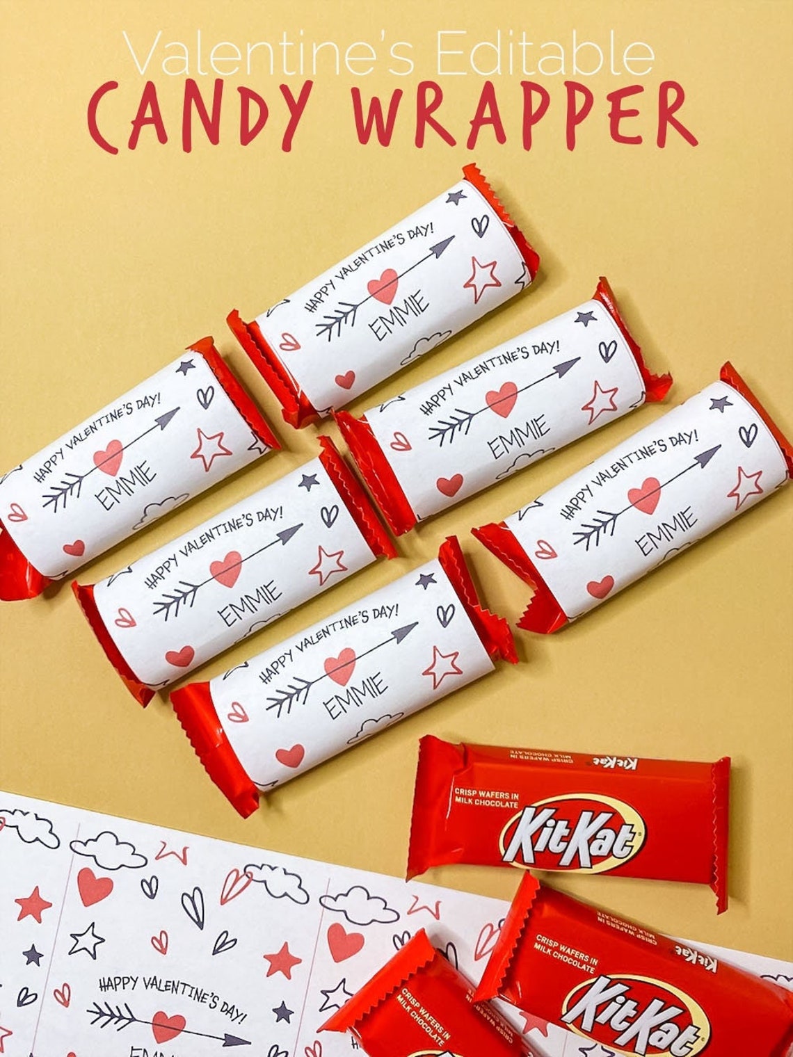 Printable Valentine Day Wrapper, Printable Valentine Day Card, Candy ...