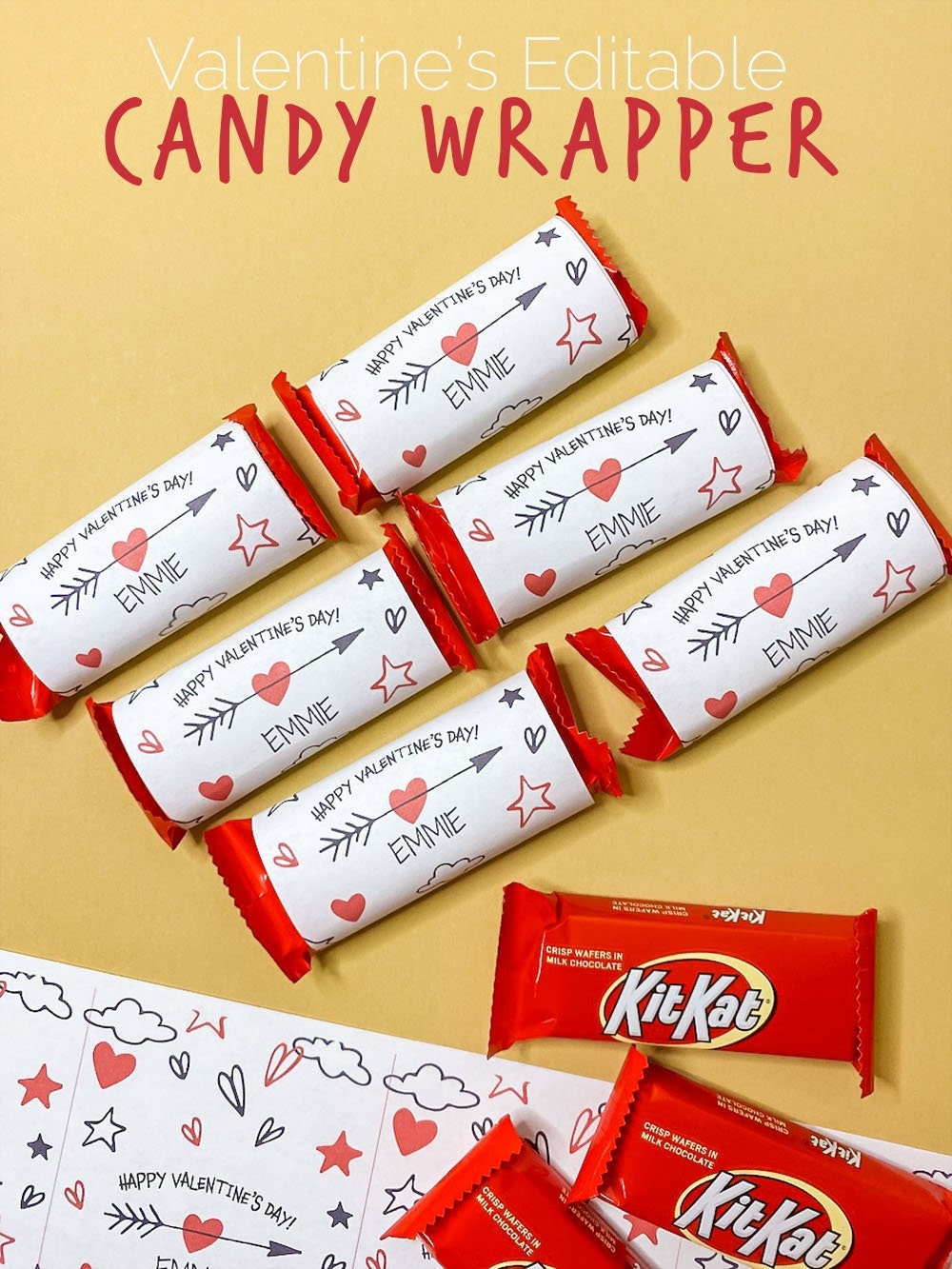 Printable Valentine Day Wrapper, Printable Valentine Day Card, Candy ...