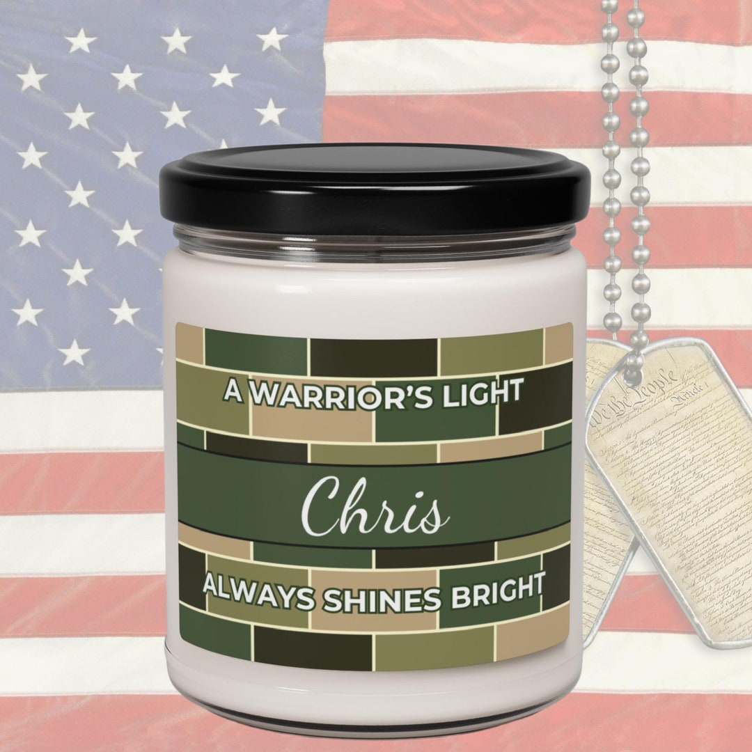 Military Army Memorial Personalized Candle, Brick Camouflage Design, A ...