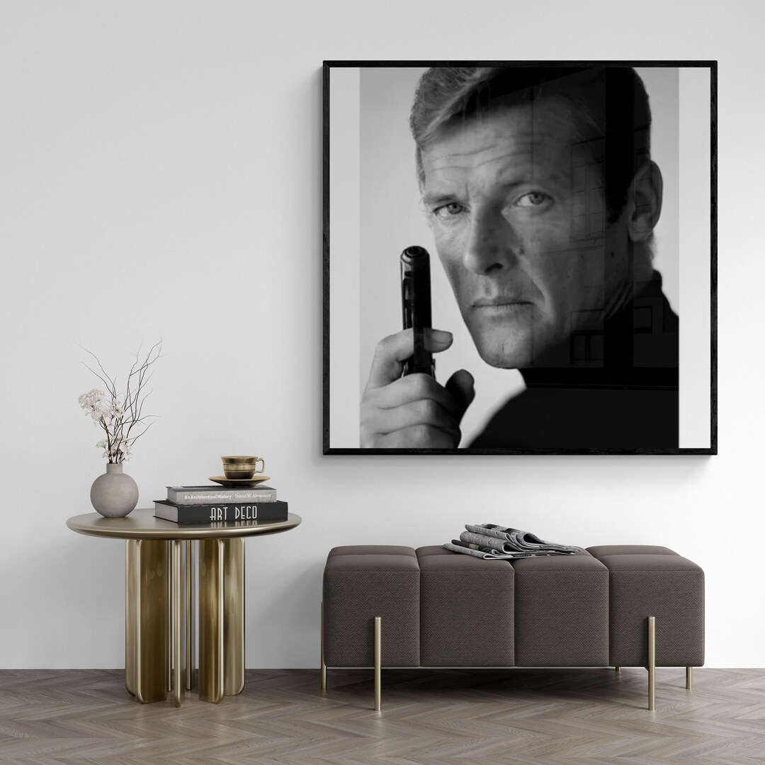 Roger Moore Portrait Iconic James Bond Print , 007 , Print, Poster ...