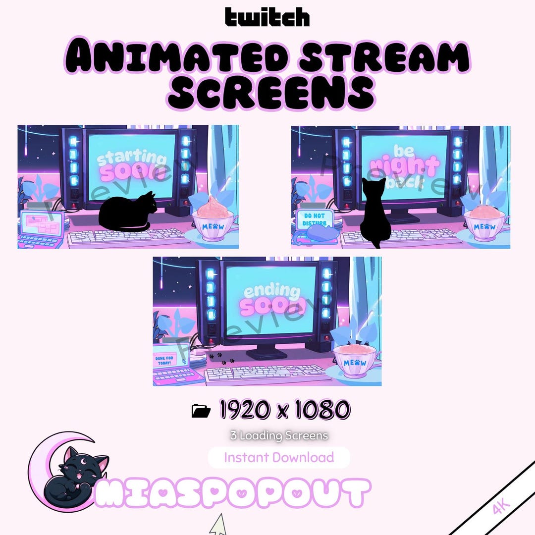 Animated Stream Screens Cute Twitch Background Twitch Overlay - Etsy
