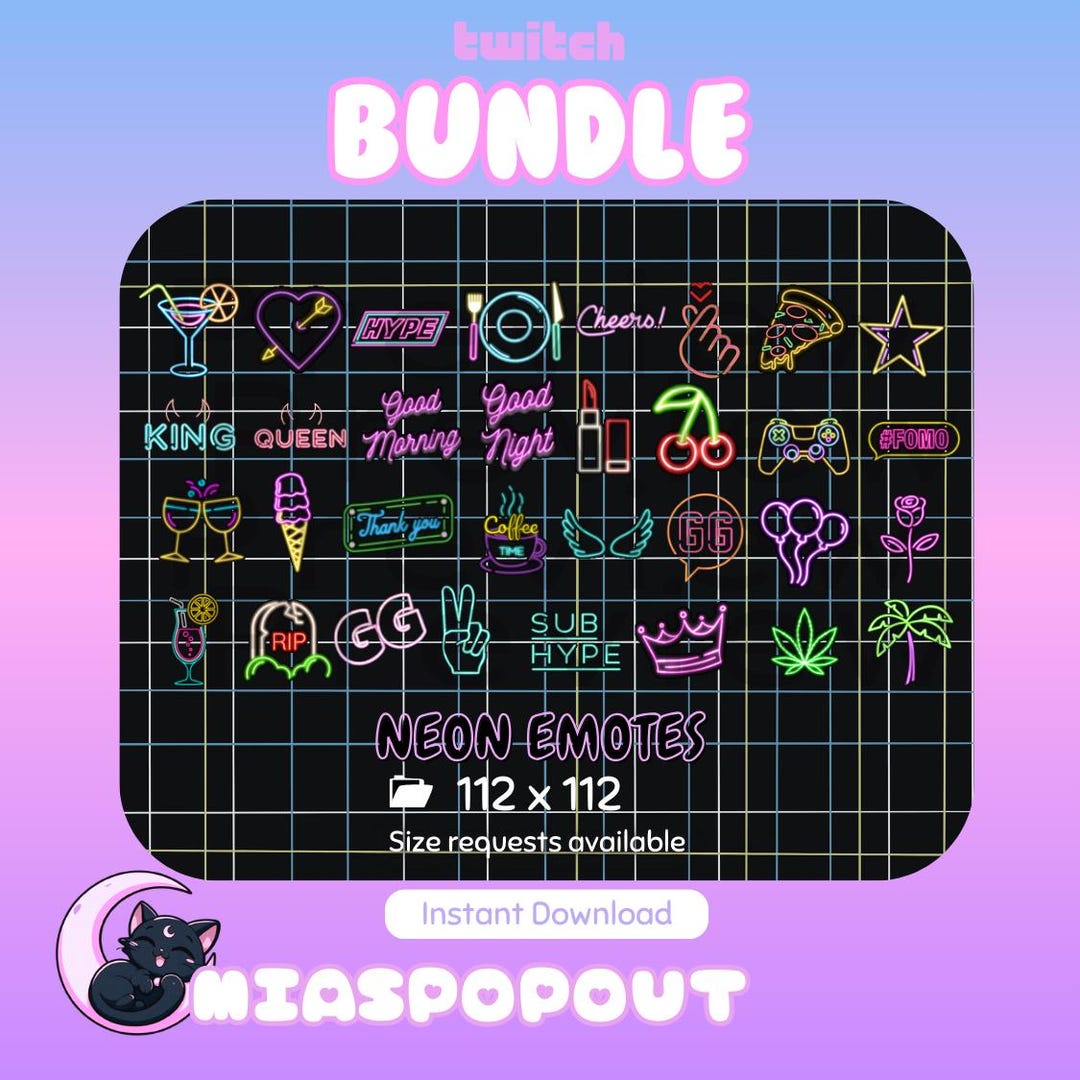 Neon Emote Bundle Twitch Emotes Discord Emotes - Etsy