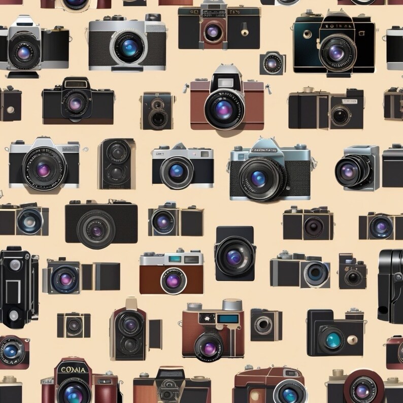 Vintage Camera Pattern PNG Pack - Etsy