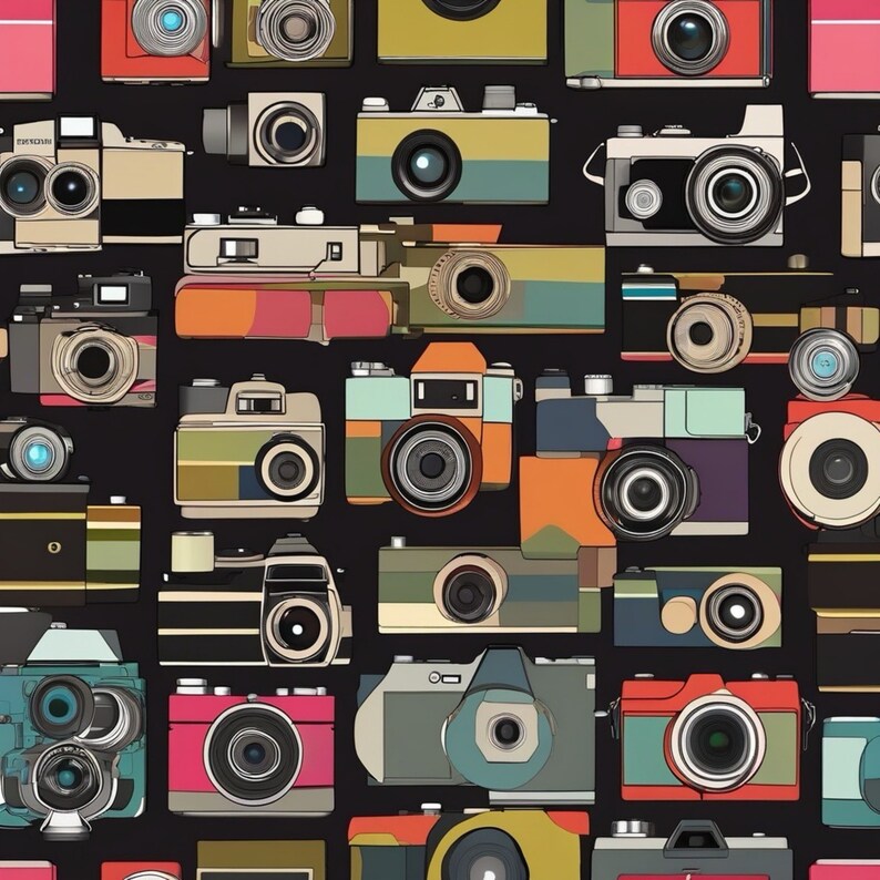 Vintage Camera Pattern PNG Pack - Etsy