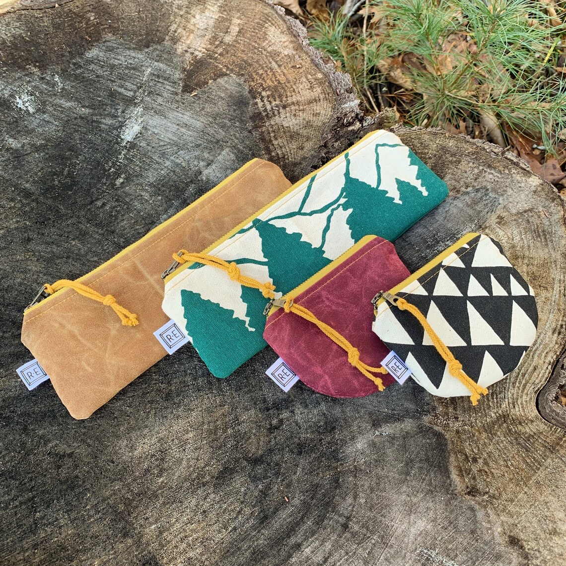 Pencil case vegan zipper pouch pine trees mountain print | Etsy