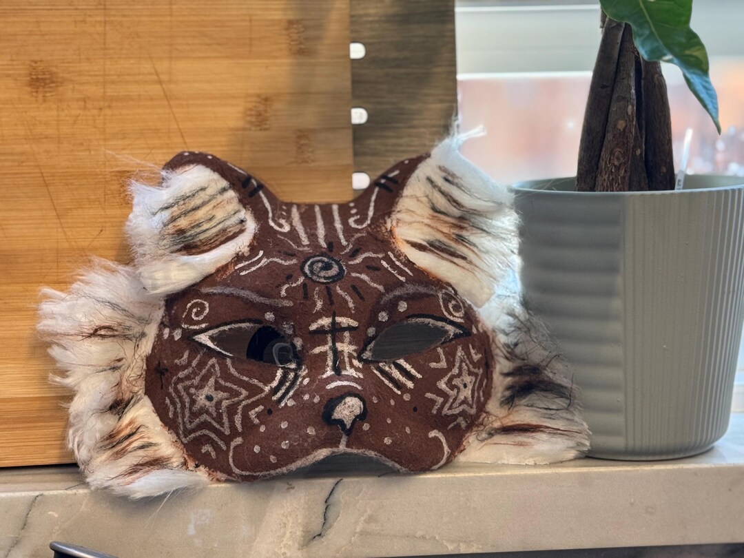 Brown White and Black Therian Mask - Etsy