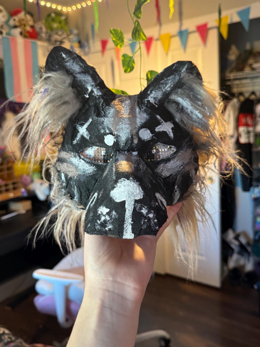 Brown Black and White Therian Mask - Etsy