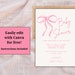 Pink Bow Baby Shower Invitation Template - Editable! - Etsy