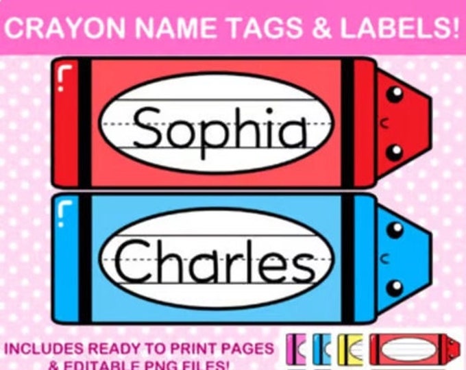 Crayon Back to School Bulletin Board & Name Tags Classroom Decor - Etsy ...