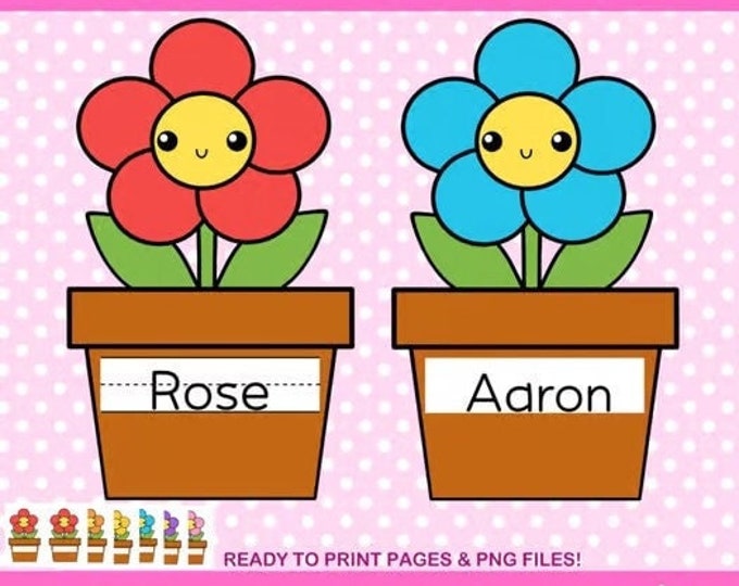 Flower Themed Name Tags - Fun Door Display & Cubby Ideas - Etsy