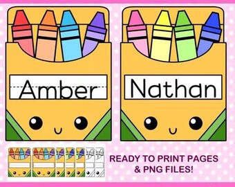 Crayon Classroom Cubby Tags - Editable Printable Name Display for ...