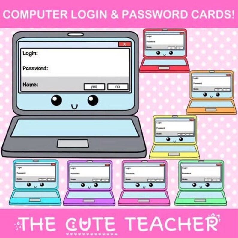 Computer Student Login & Password Cards - Classroom Management ...