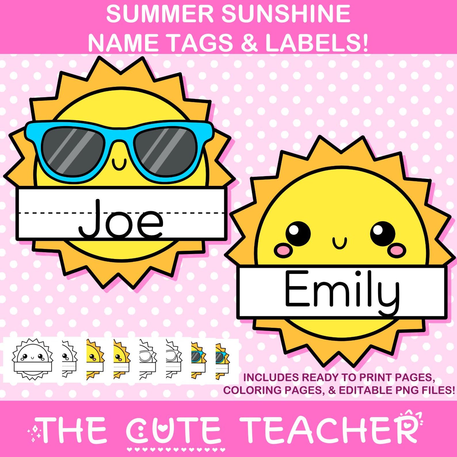 Summer Sunshine Name Tags – Cool Sunglasses Printable Cubby & Door ...