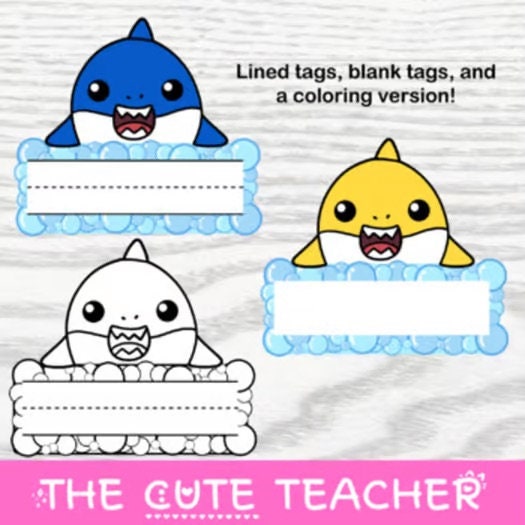 Shark Name Tags Colorful Ocean Themed Printable Door Display - Etsy