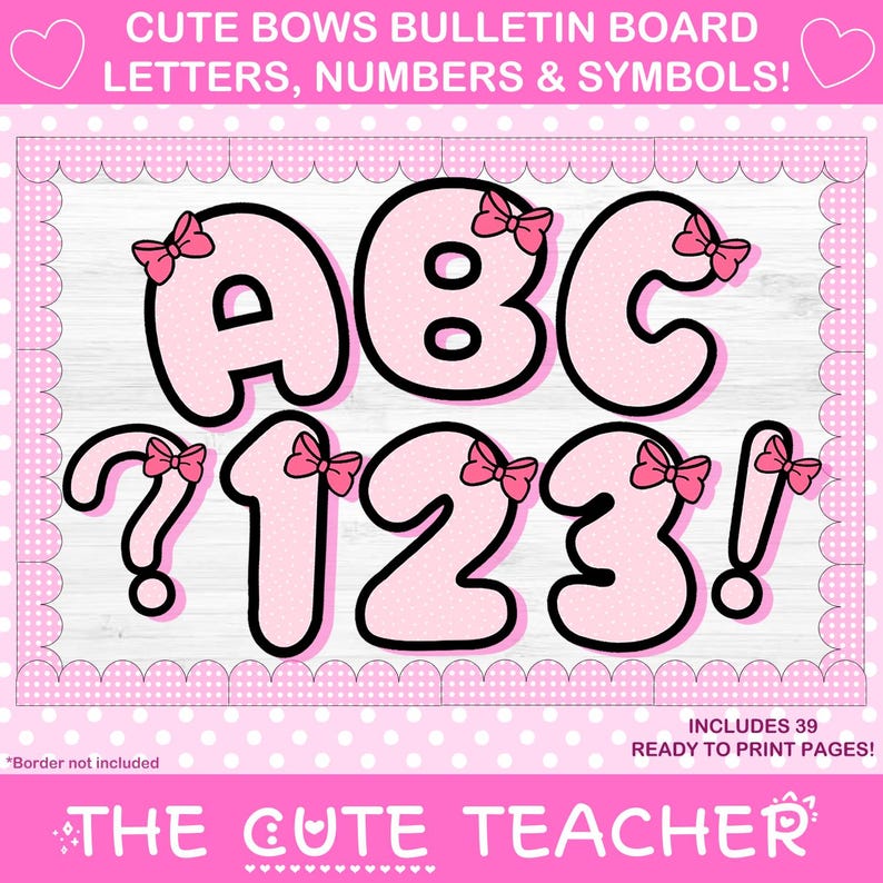 Pink Ribbon Theme Bulletin Board Letters Cute Printable Alphabet ...