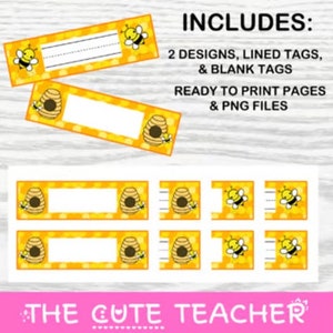 Bumble Bee Name Tags & Labels - Spring Classroom Desk Plates and Cubby ...