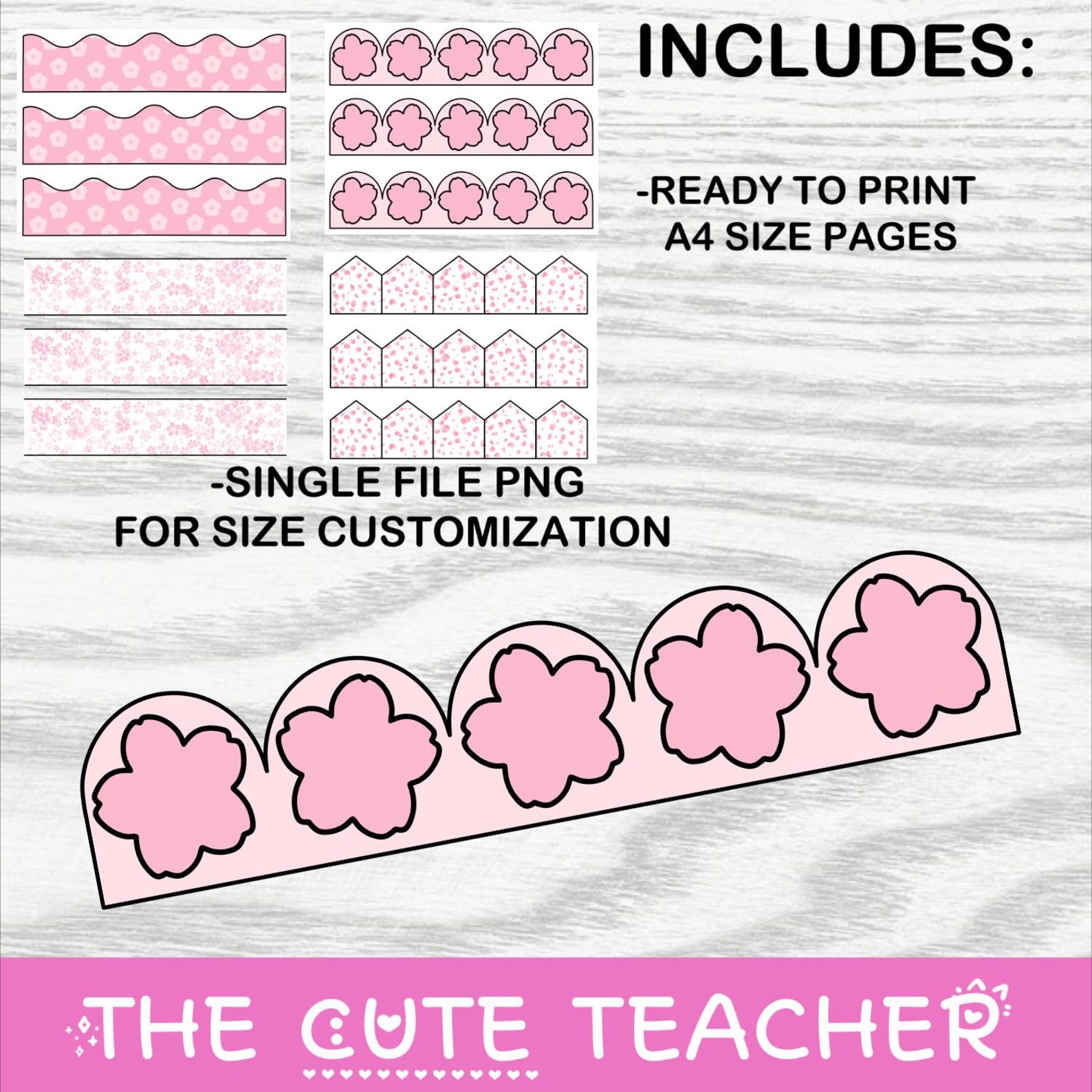 Pink Japanese Cherry Blossom Bulletin Board Printable Borders ...