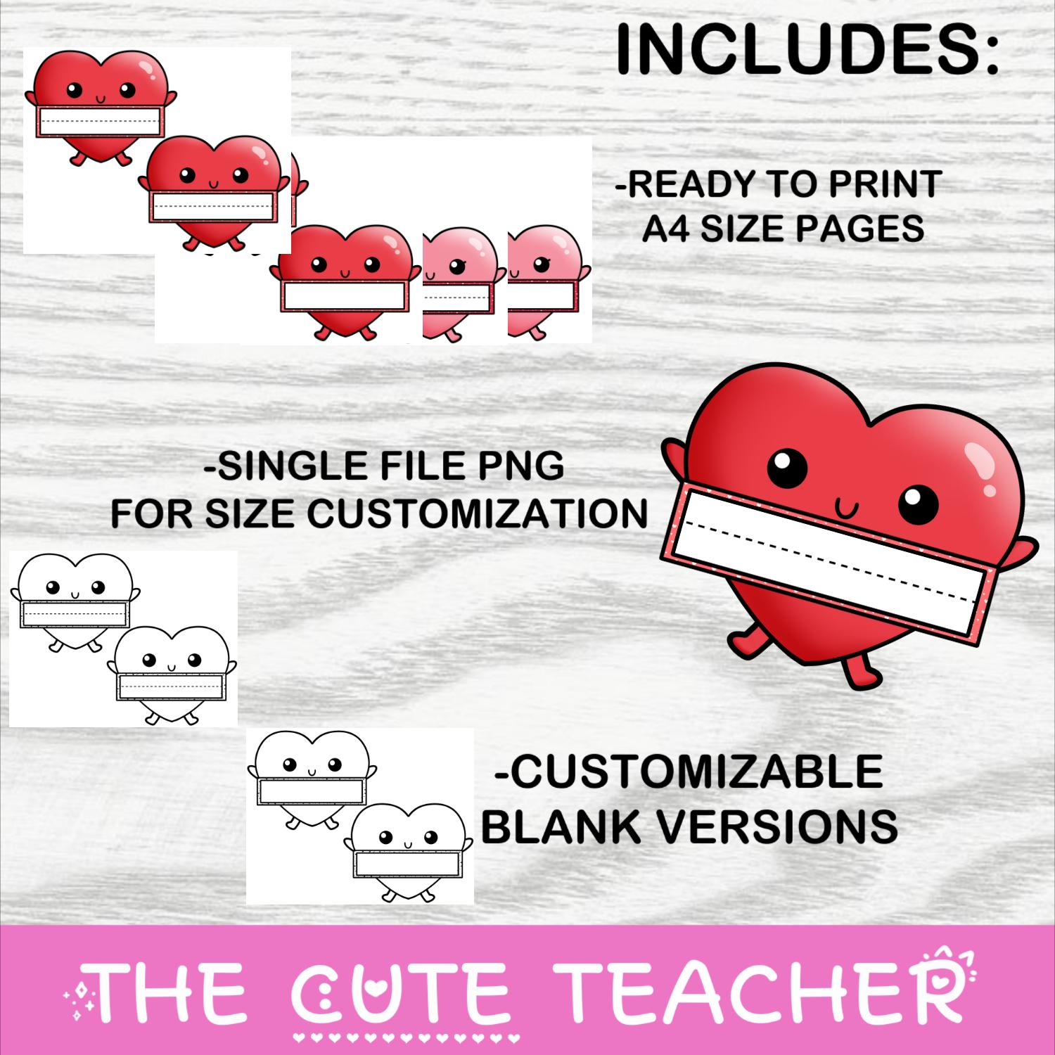 Valentine’s Day Hearts Name Tags - Printable Bulletin Board & Cubby ...