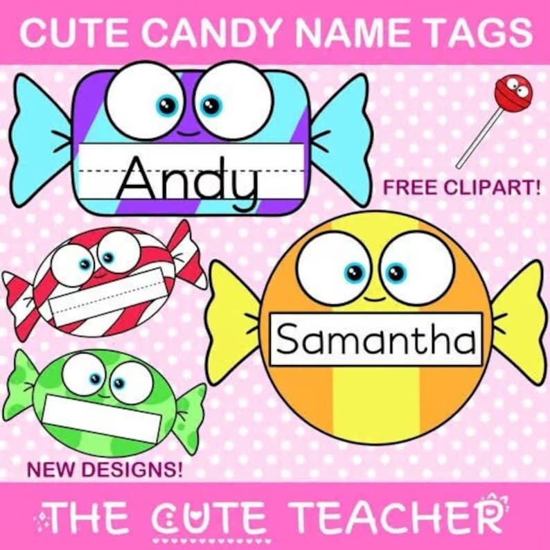 Candy Classroom Name Tags - Printable Sweets Theme Bulletin Board Ideas ...
