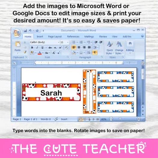 Fun Sports Name Tags Back to School Classroom Desk Plates - Etsy