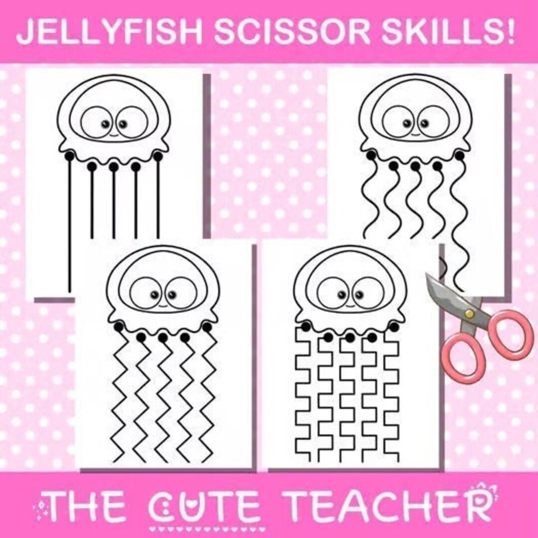 Scissor Skills Printable - Jellyfish Fine Motor Cutting Practice ...