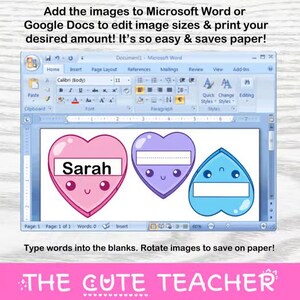 Valentine’s Day Candy Hearts Name Tags - Editable Holiday Sweets Labels ...