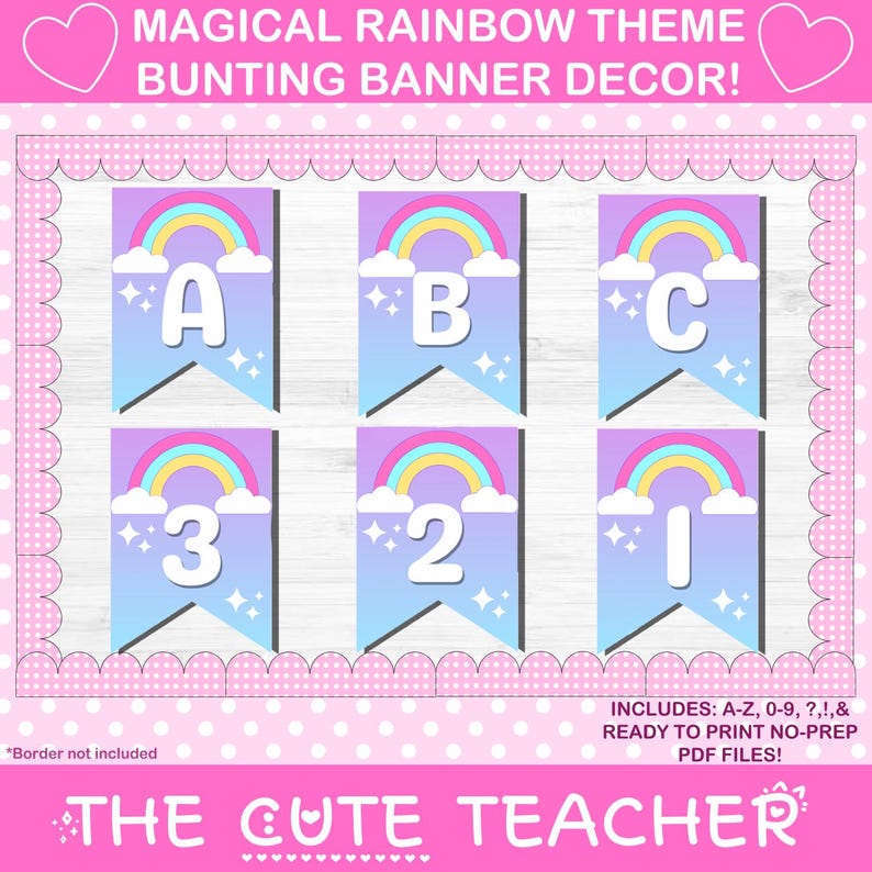 Magical Pastel Rainbow Bunting Printable - Unicorn Themed Birthday ...