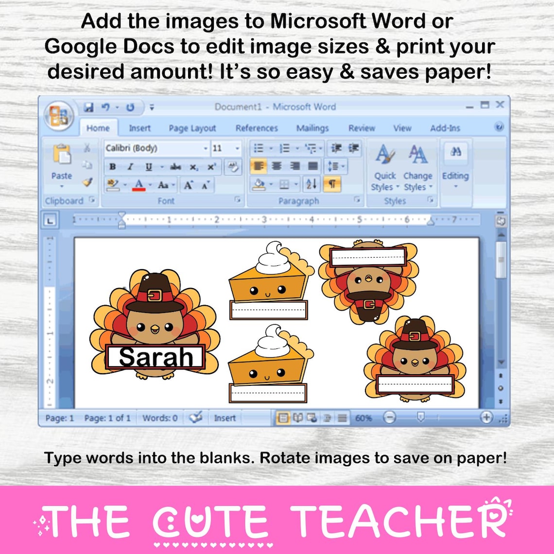 Thanksgiving Name Tags - Turkey & Pumpkin Pie, Fall Bulletin Board ...