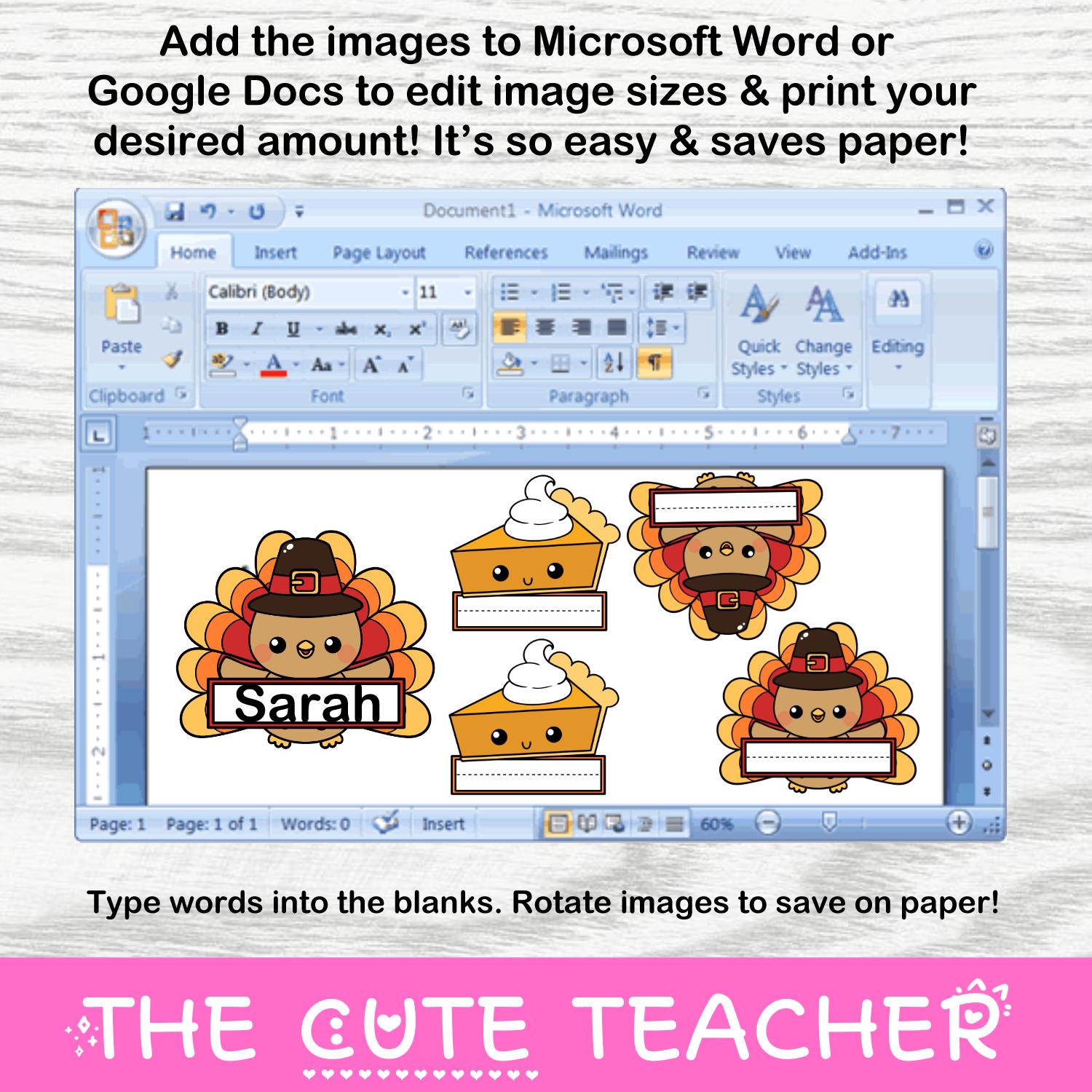 Thanksgiving Name Tags - Turkey & Pumpkin Pie, Fall Bulletin Board ...