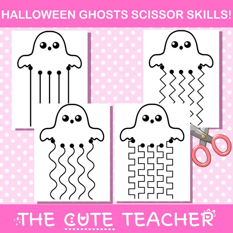 Ghosts Scissor Skills Printable - Halloween Fine Motor Cutting Practice ...