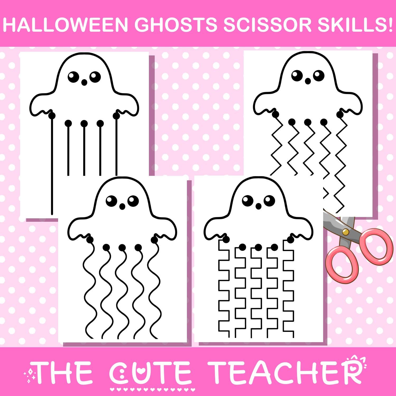 Ghosts Scissor Skills Printable - Halloween Fine Motor Cutting Practice ...