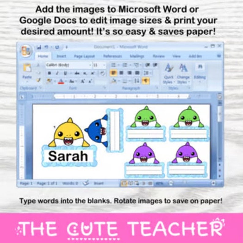 Shark Name Tags Colorful Ocean Themed Printable Door Display - Etsy