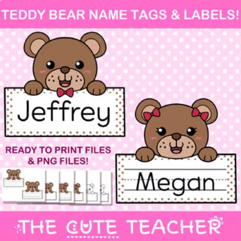 Bear Name Tags Printable Bulletin Board & Desk Plate Ideas - Etsy