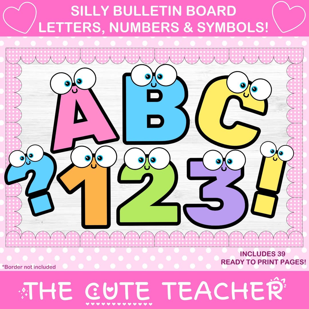 Silly Bulletin Board Letters - Fun Colorful Printable Alphabet, Numbers ...