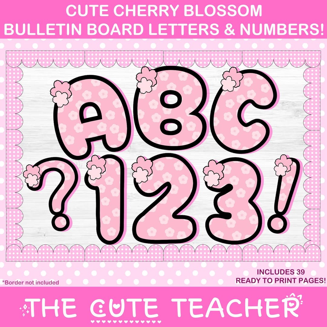 Cherry Blossom Bulletin Board Letters: Sakura Theme (digital Download ...