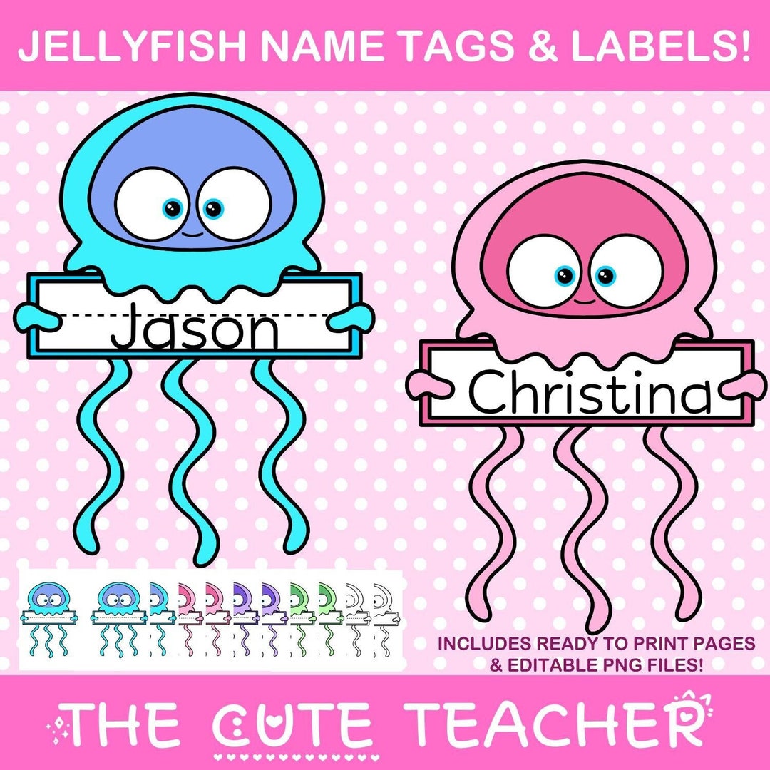 Jellyfish Name Tags - Ocean Sea Creators Themed Bulletin Board Door ...