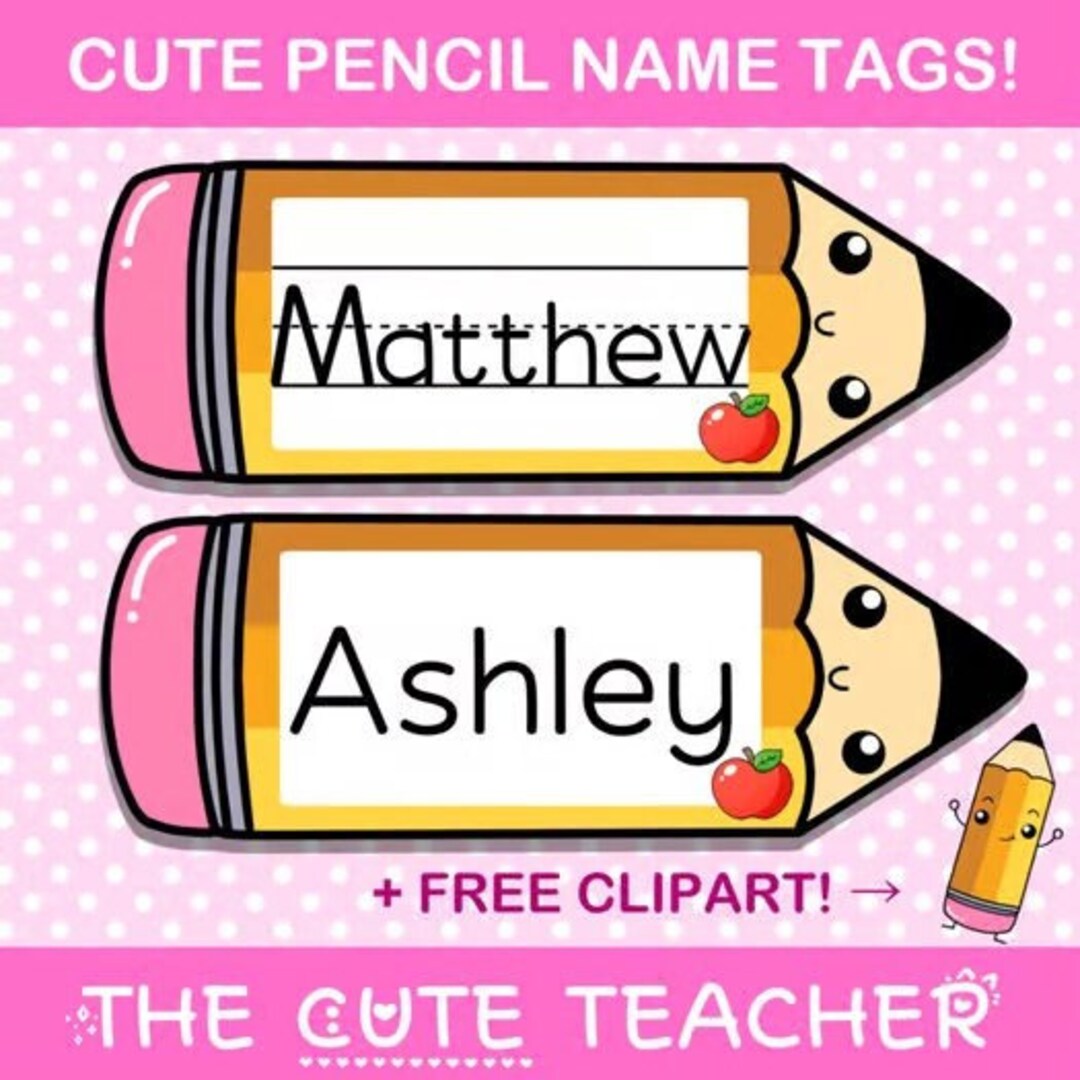 Pencil Name Tags Classroom Printable Display for Bulletin Boards - Etsy
