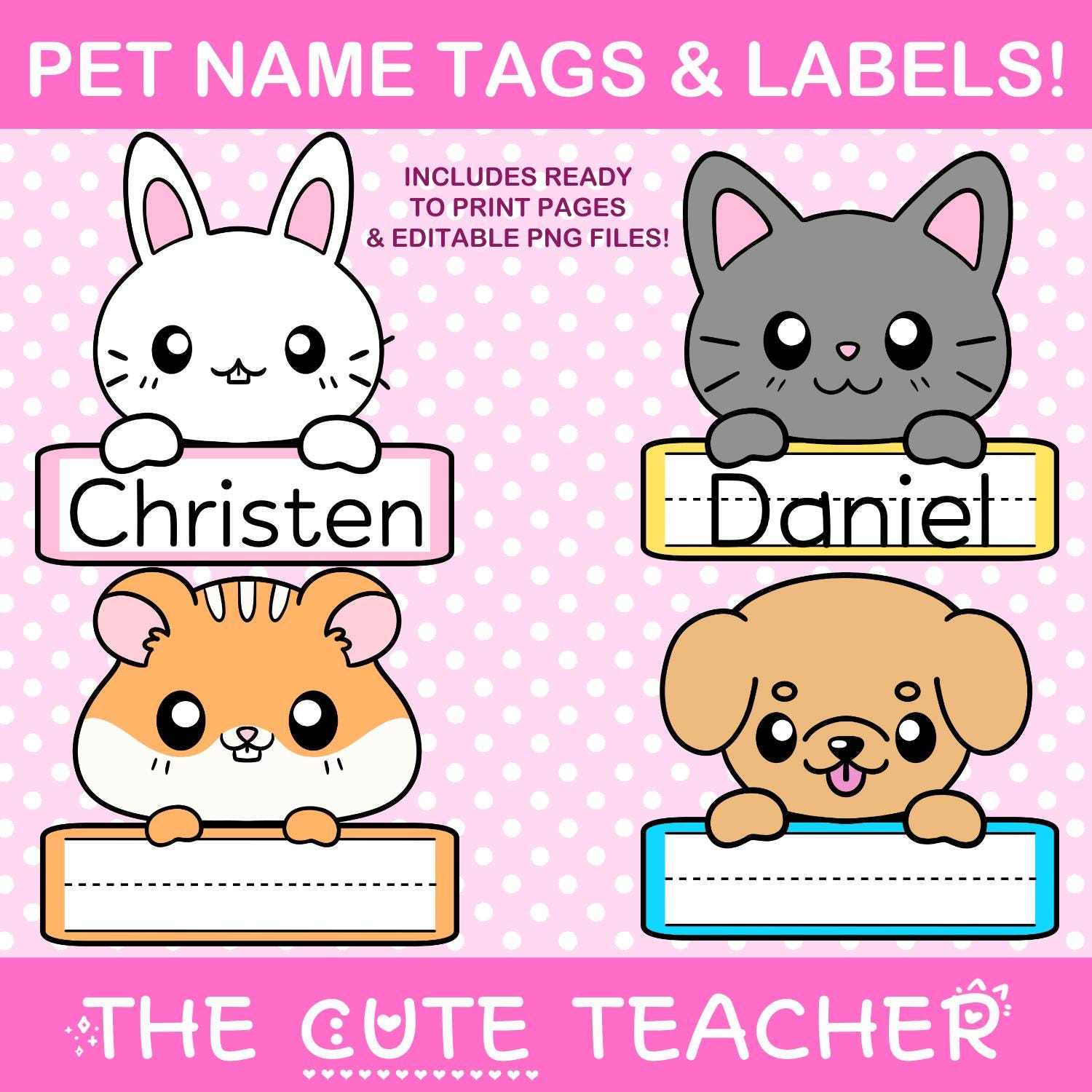 Pet Name Tags - Editable Animal Classroom Bulletin Board & Door Display ...