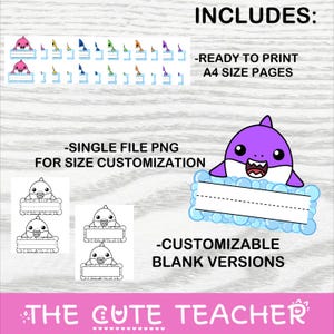 Shark Name Tags - Summer Ocean Themed Printable Door Display & Cubby ...