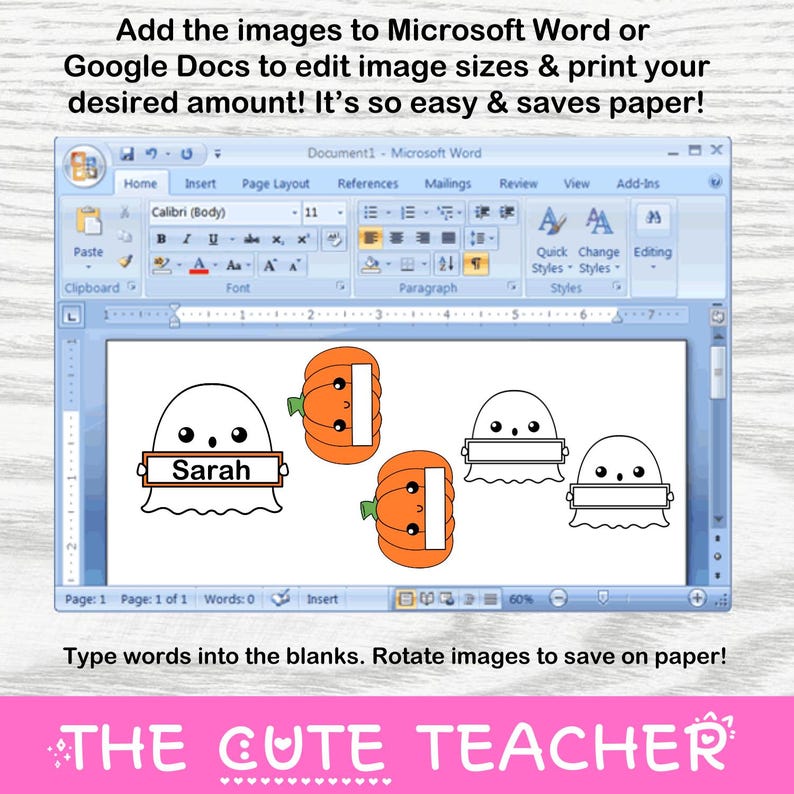 Pumpkin & Ghost Theme Name Tags - Printable Halloween Bulletin Board ...