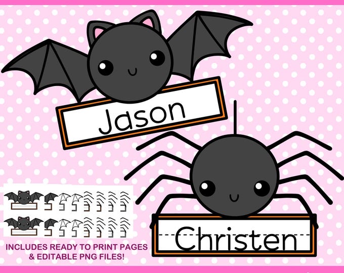 Pumpkin & Ghost Theme Name Tags - Printable Halloween Bulletin Board ...