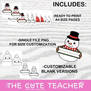 Snowman Name Tags - Christmas Hat - Winter Theme Cubby & Bulletin Board ...