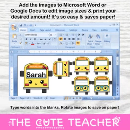 School Bus Name Tags - Bus-tin Into Kindergarten - Back to School ...