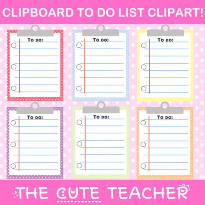 Pastel to Do List Clip Art: Polka Dot Planner Stickers (PNG) - Etsy