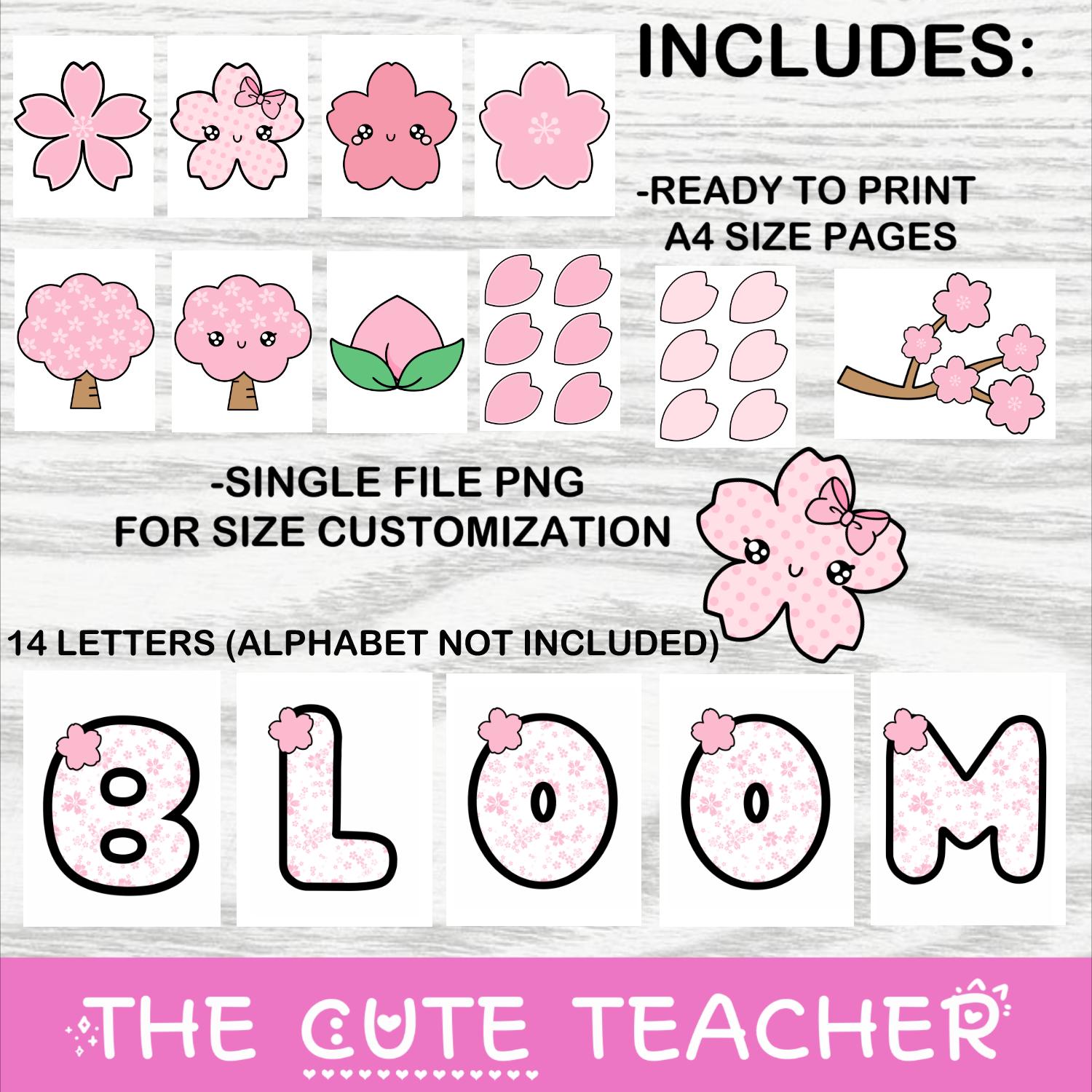 Pink Cherry Blossom Bulletin Board Printable Decor - Blossoming With ...