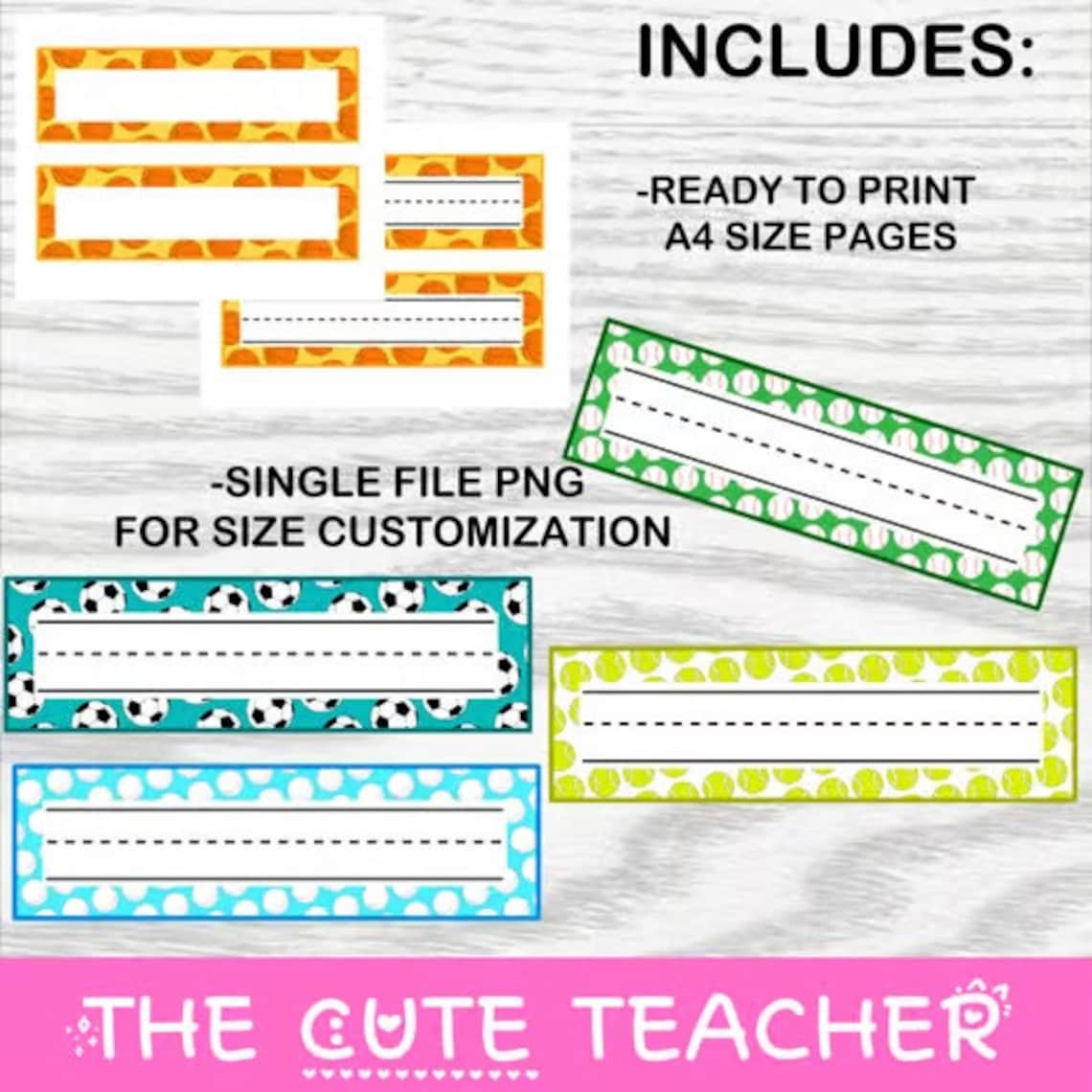 Sports Name Tags - Editable Sports Theme Classroom Desk Plates - Etsy