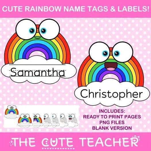 Rainbow Name Tags Colorful Bulletin Board Ideas for Spring & Summer - Etsy