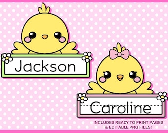 Easter Chicks Name Tags - Cute Spring Themed Bulletin Board & Holiday ...
