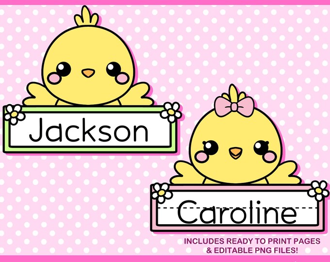 Easter Chicks Name Tags - Cute Spring Themed Bulletin Board & Holiday ...